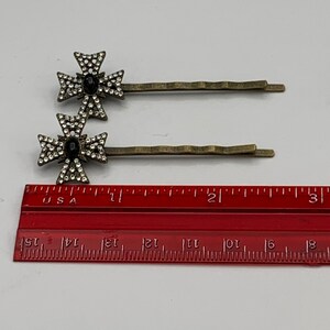 Rhinestone and Onyx Maltese Cross Hair Pins - Etsy
