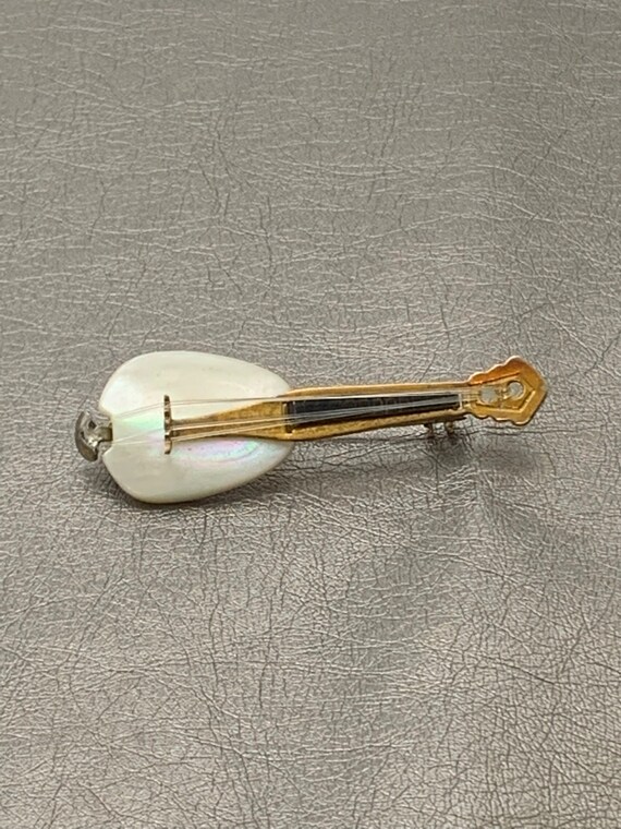 Antique Mandolin Brooch Mother of Pearl Body Gold Silver Tone - Etsy