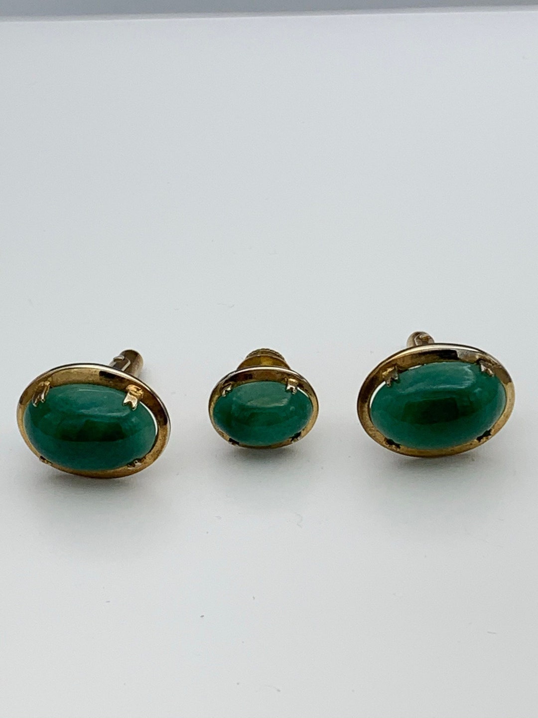 Green Cuff Links and Tie Tac Set, Gift for Him, Affordable Gift for Him ...