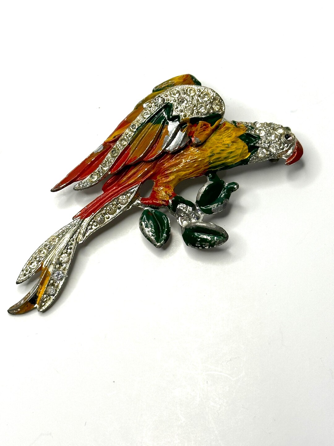 Rare Antique 1940s Jose Rodriguez Parrot Brooch Enamel on Metal With ...