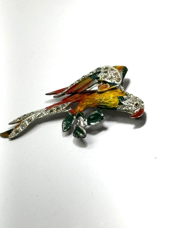 Rare Antique 1940s Jose Rodriguez Parrot Brooch Ename… - Gem