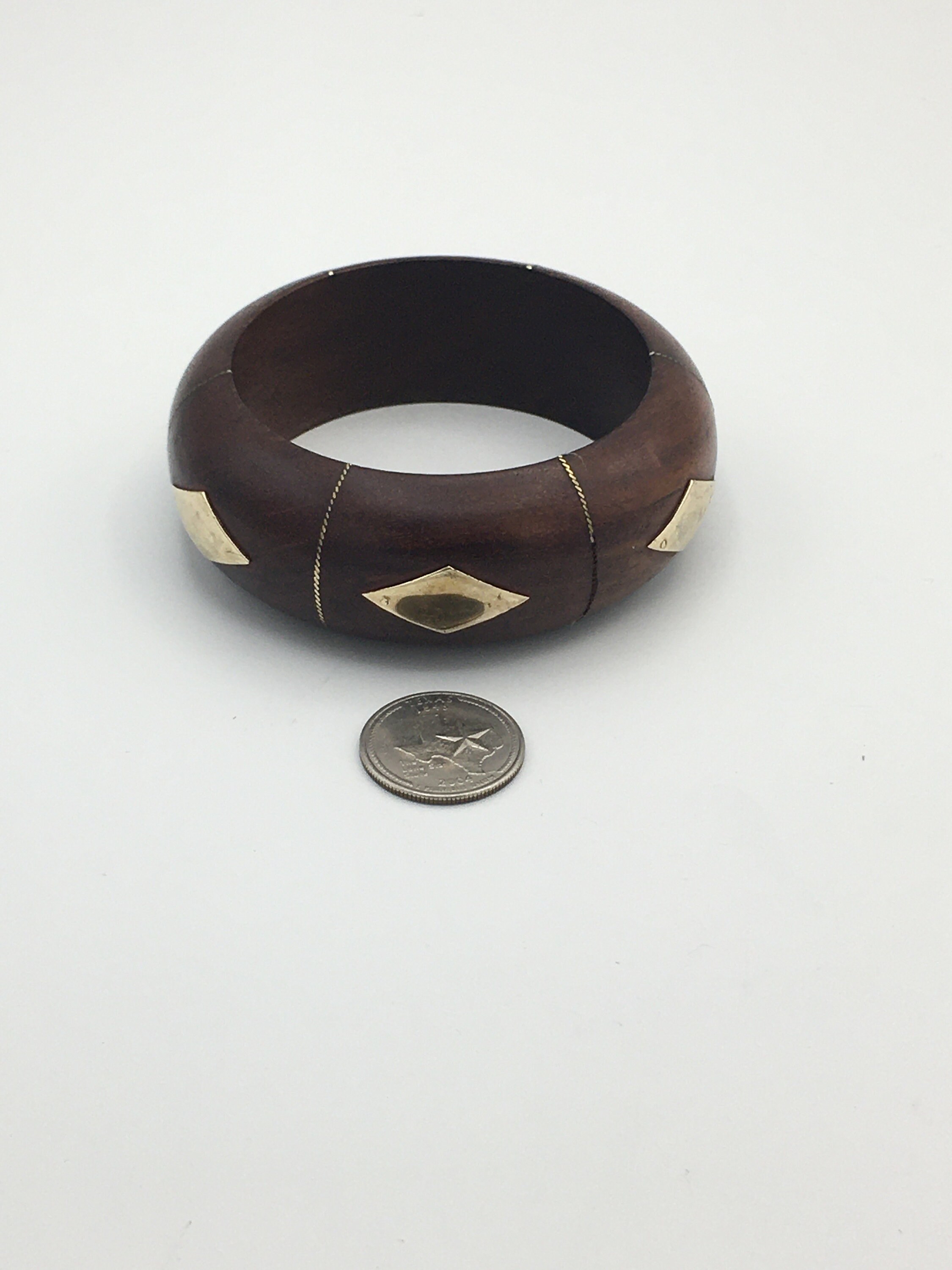 Wooden and Brass Wide Cuff Bangle Layer Bracelet - Etsy