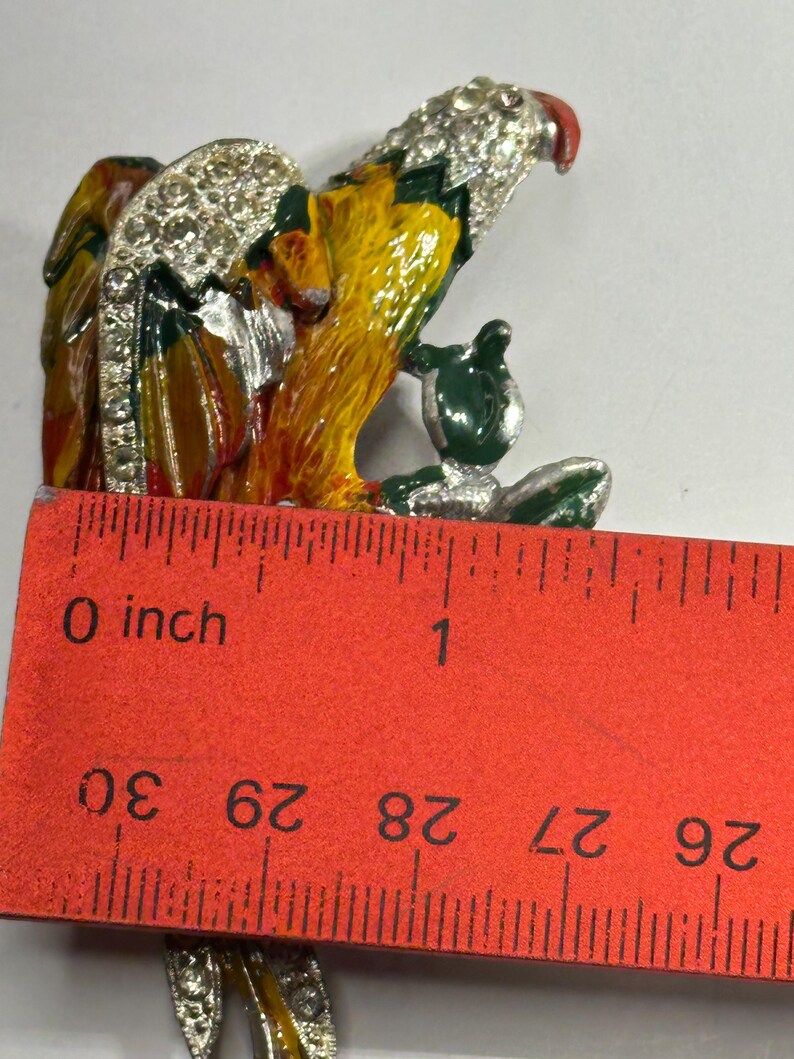 Rare 1940s Jose Rodriguez Parrot Brooch, Enamel Metal Rhinestones, USA ...