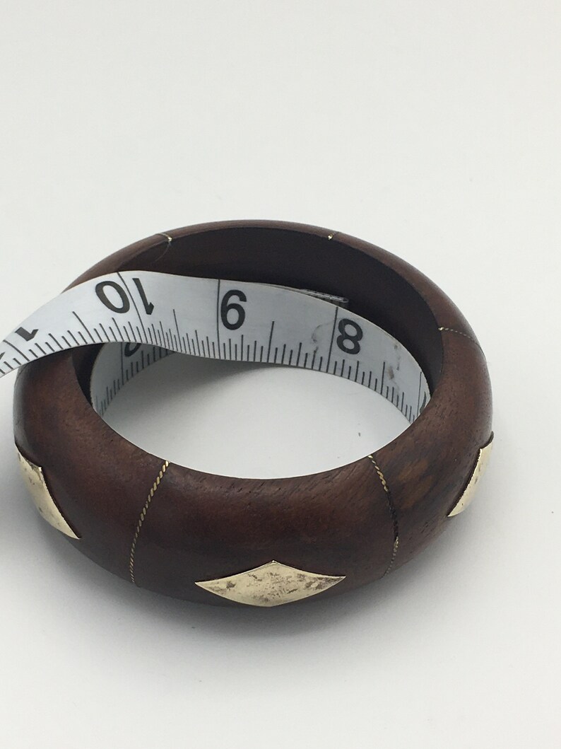 Wooden and Brass Wide Cuff Bangle Layer Bracelet - Etsy