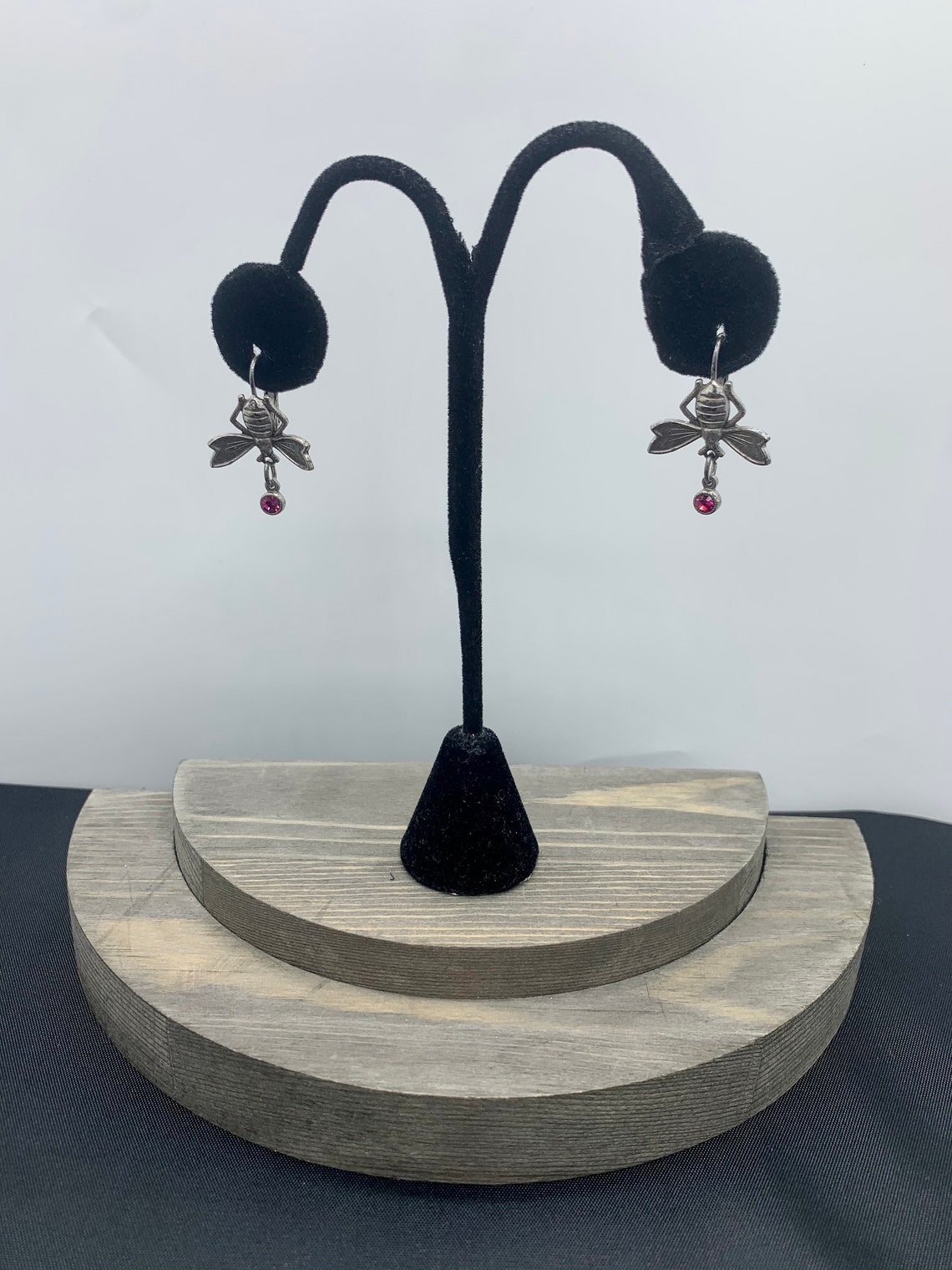 Silver Vintage Pierced Bug With Wings Earrings With Dangling - Etsy