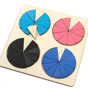Fraction Circles, Montessori Math Material, Learn Fractions Set ...