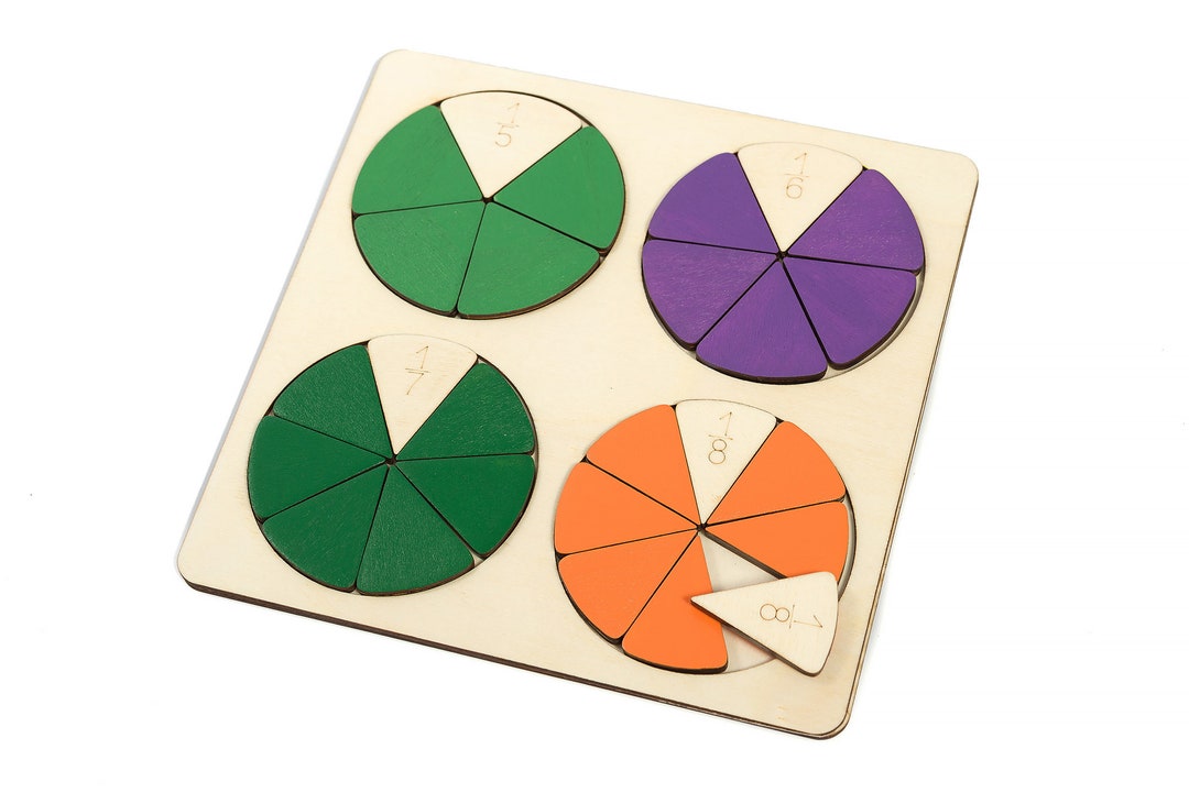 Fraction Circles, Montessori Math Material, Learn Fractions Set ...