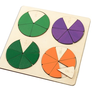Fraction Circles, Montessori Math Material, Learn Fractions Set ...