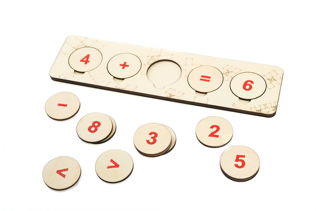 Wood Math Board Kids, Learn Addition and Subtraction, Montessori Math ...