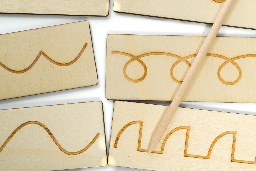 A Set of 5 Tracing Tiles, Montessori Pattern Tracing, Pre-writing ...