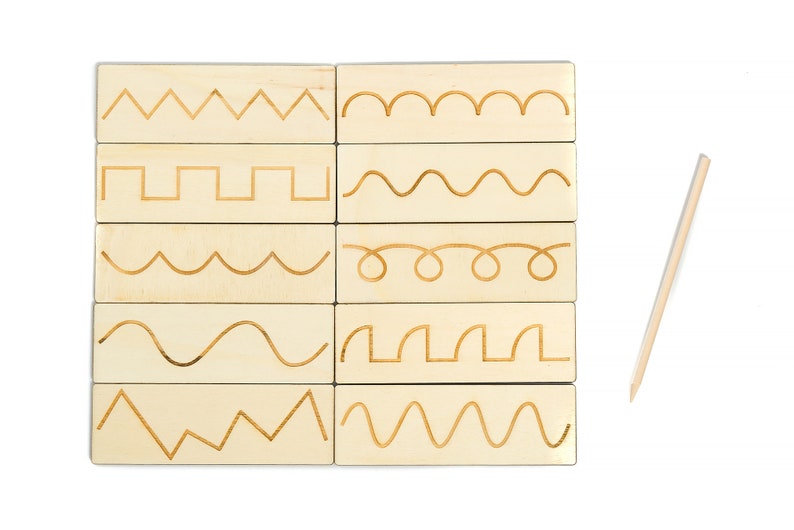 A Set of 5 Tracing Tiles Montessori Pattern Tracing | Etsy