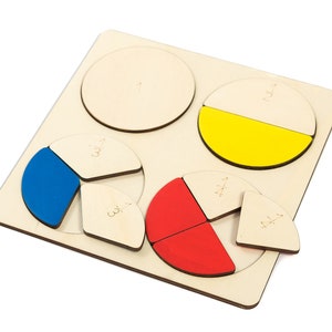 Fraction Circles, Montessori Math Material, Learn Fractions Set ...