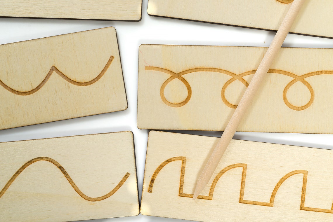 A Set of 10 Tracing Tiles Montessori Pattern Tracing | Etsy