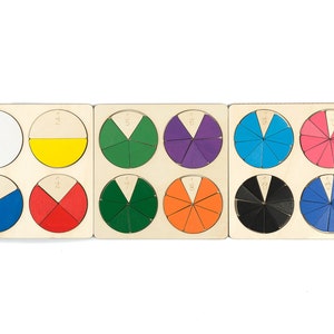 Fraction Circles, Montessori Math Material, Learn Fractions Set ...