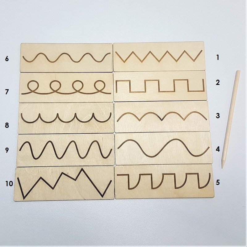 A Set of 5 Tracing Tiles Montessori Pattern Tracing | Etsy