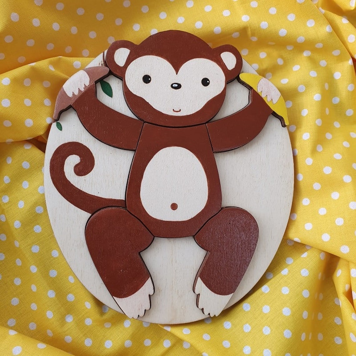 Double-sided Wooden Monkey Puzzle 6 Pieces Handmade Animal - Etsy