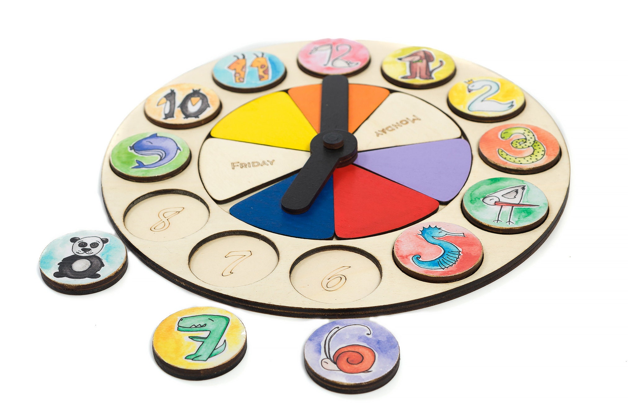 My First Clock Wooden Clock Montessori Material Educational - Etsy