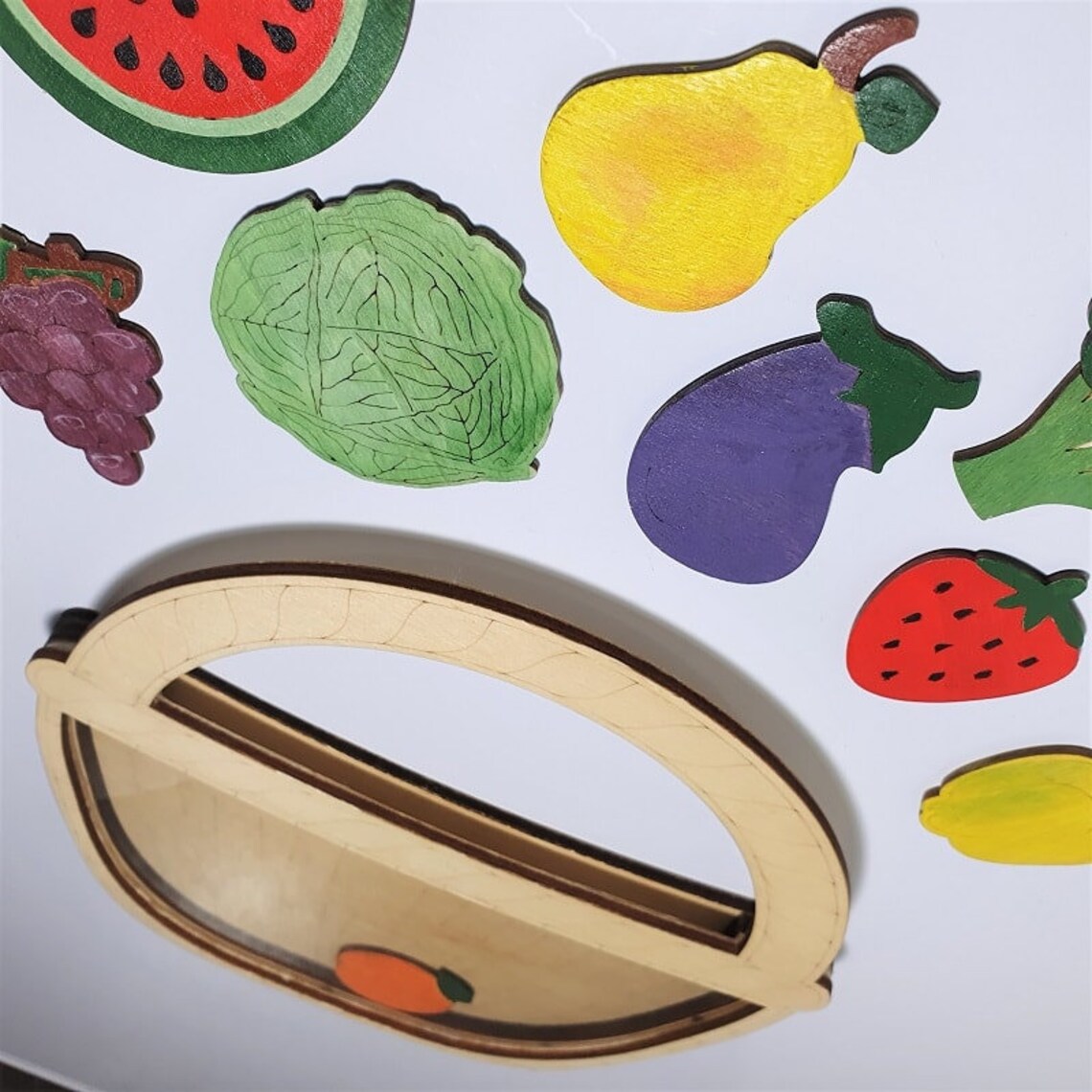 Wooden Magnetic Food Basket – Pretend Grocery Play Set for Toddlers - Etsy