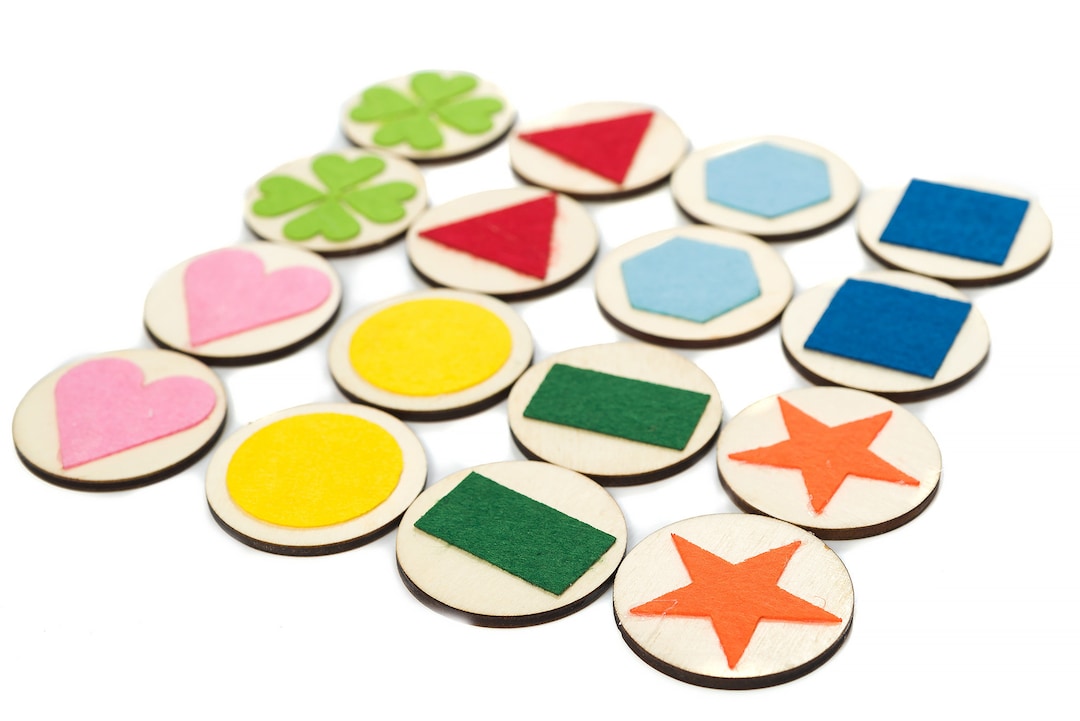 Wood Memory Game, Colours and Shapes Matching, Kids Toys, Educational ...
