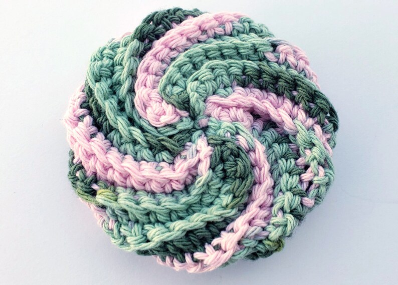 Cotton Spiral Scrubbies, Crochet Kitchen Scrubbies, Double Thick Puffy ...