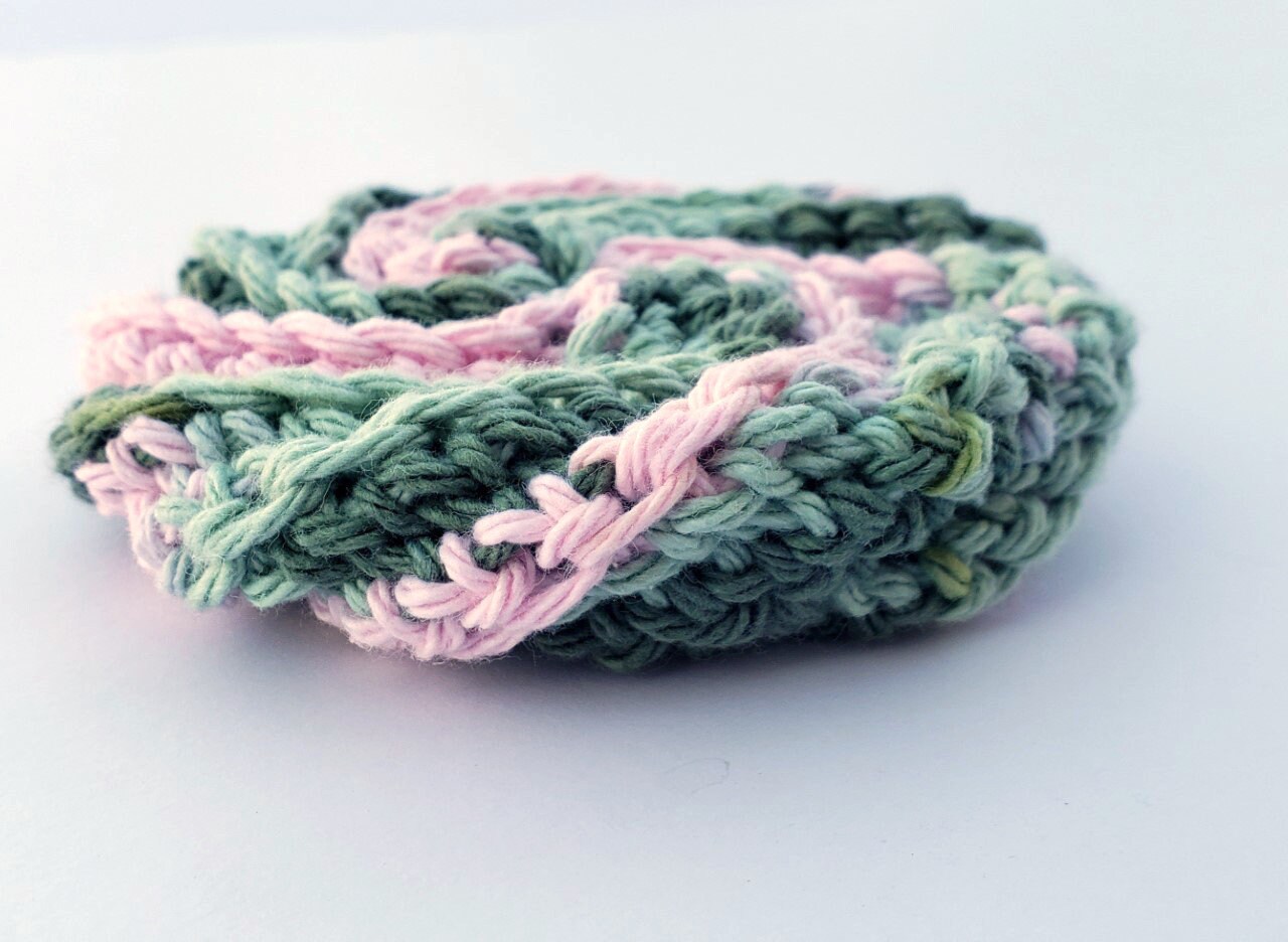 Cotton Spiral Scrubbies, Crochet Kitchen Scrubbies, Double Thick Puffy ...