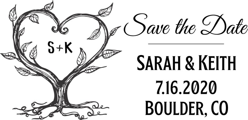 Custom Stamp Save the Date Tree Stamp, Personalized Stamp Save the Date ...