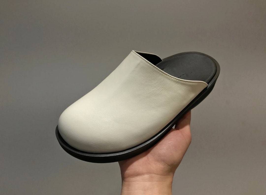 Handmade Men Row Sabot Leather Round Toe Mule Slide Babouche - Etsy