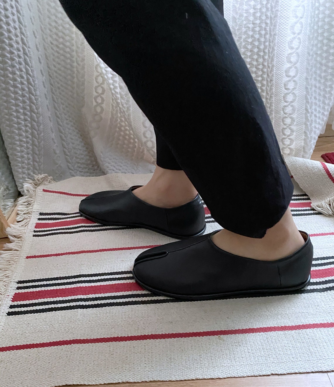 Hand Made Tabi Loafer Cow Leather Split Toe Men Slip on Blofer | Etsy