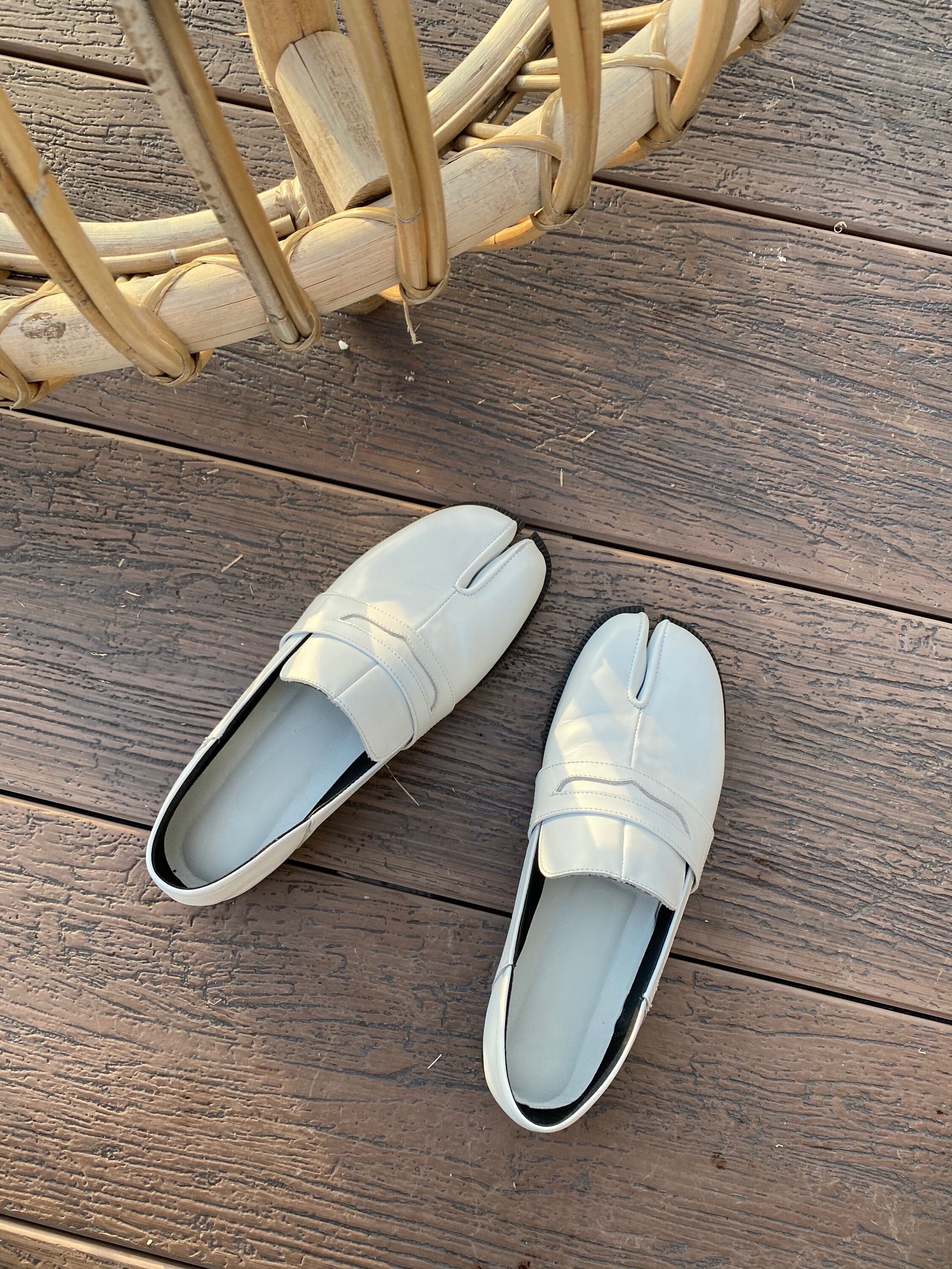 Handmade Women Leather Tabi Loafer Blofer Mule Flat Shoes in White - Etsy