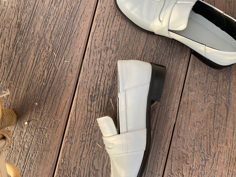 Handmade Women Leather Tabi Loafer Blofer Mule Flat Shoes in White - Etsy