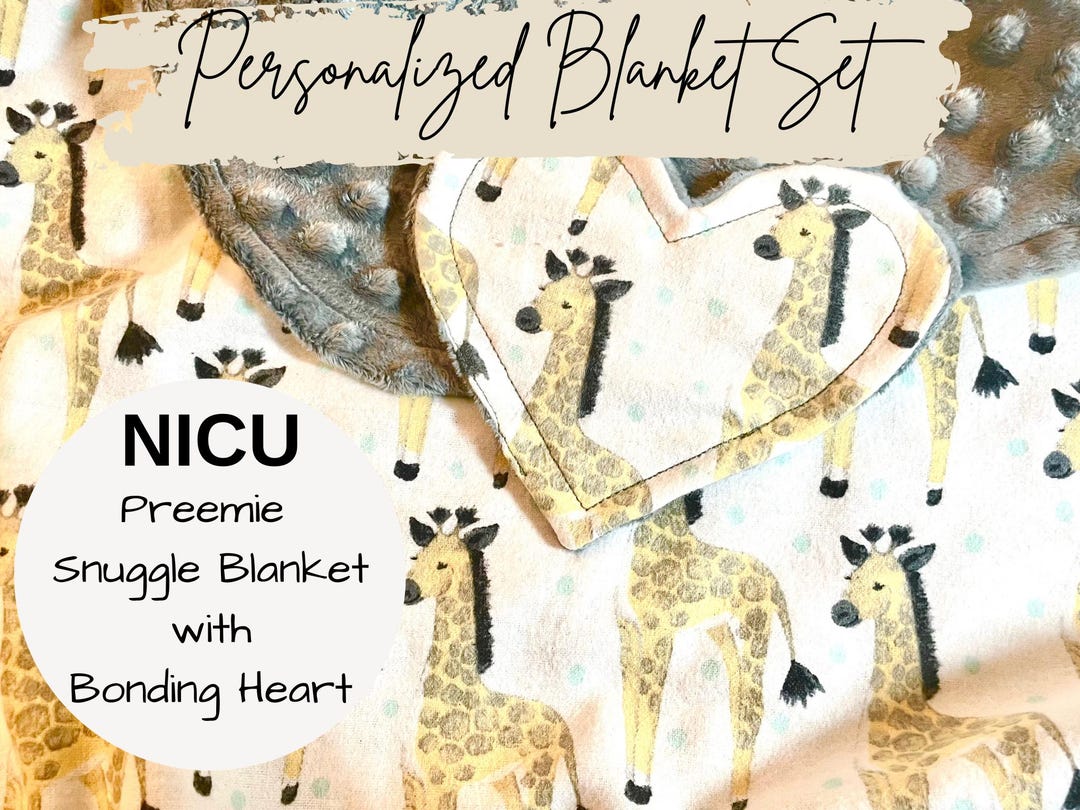 Personalized NICU Bonding Hearts & Preemie Snuggle Blanket Set | NICU ...