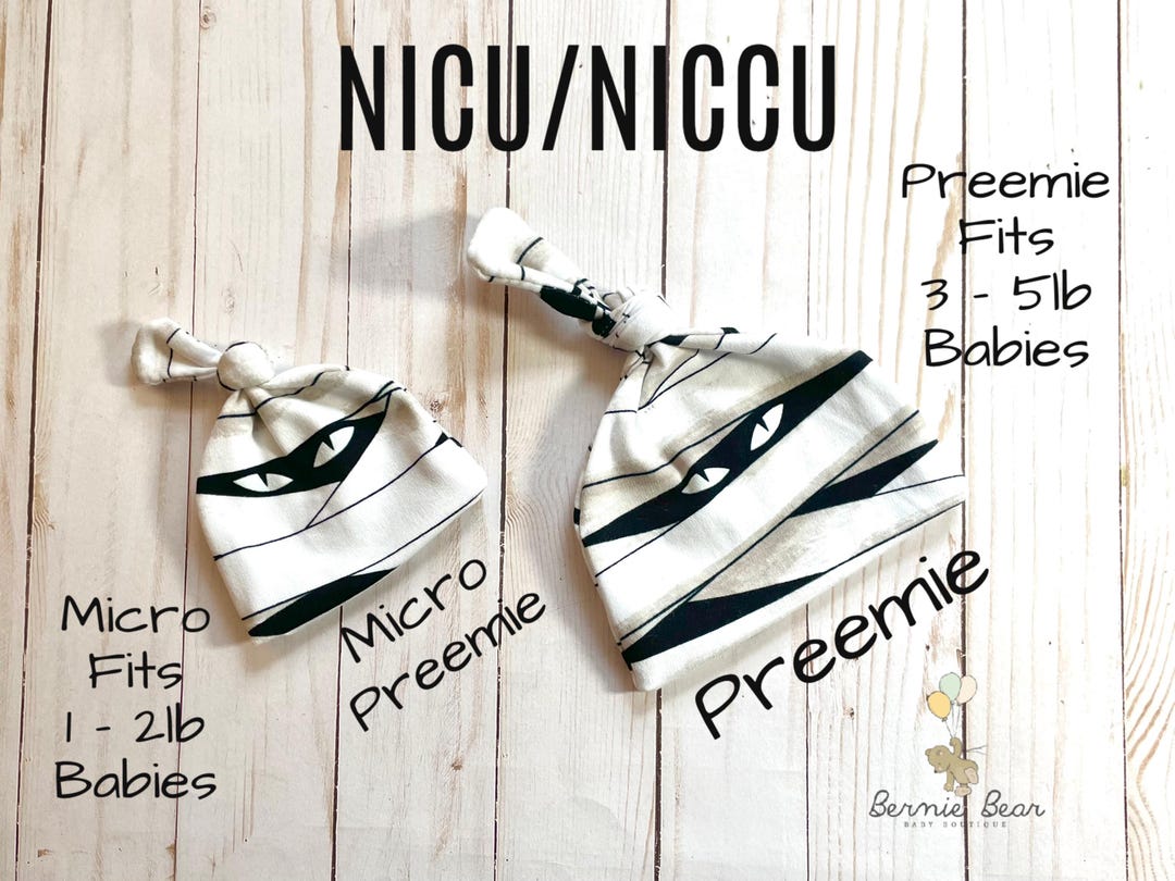 NICU Cute Mummy Micro Preemie Knotted Hat | NICU Micro Preemie Hat ...
