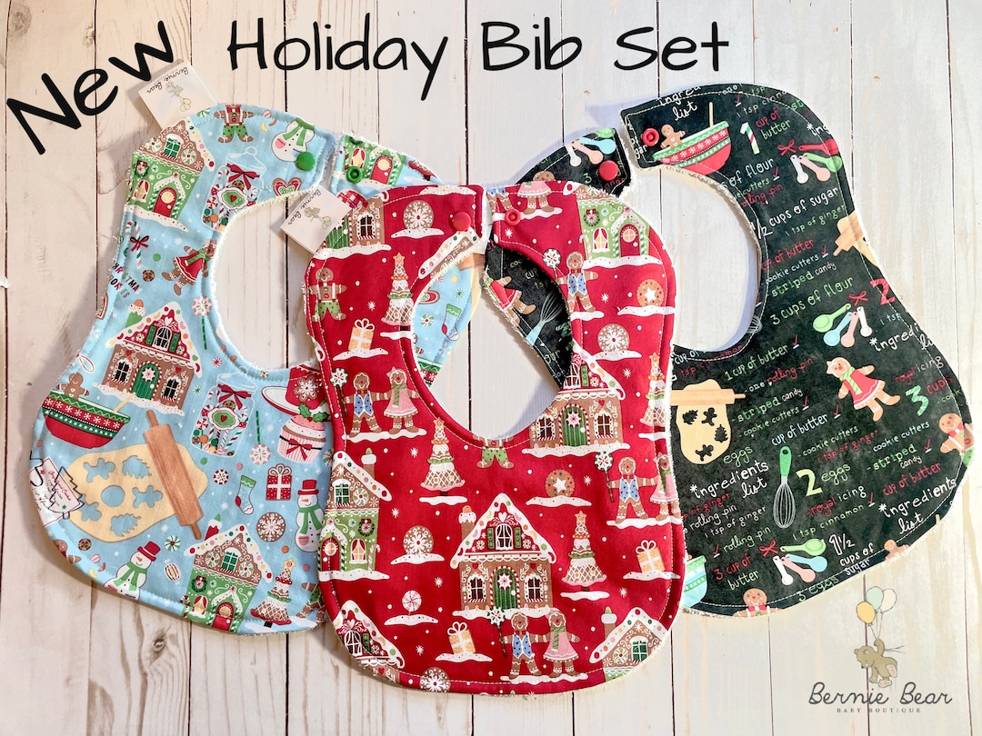 Christmas Bibs / Holiday Bibs / Drool Bibs / Christmas Cookie Bib Set ...