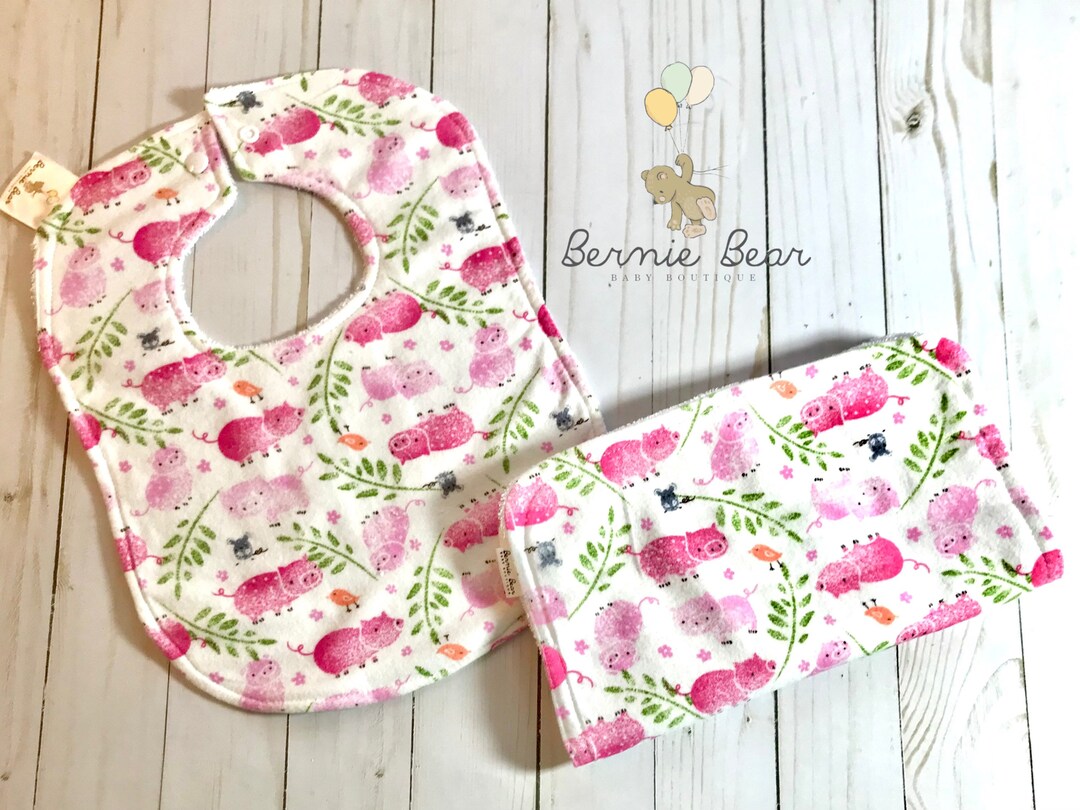 Pig Baby Bib Pig Burp Cloth Pig Toddler Bib Girl Baby Gift Pig Bib ...