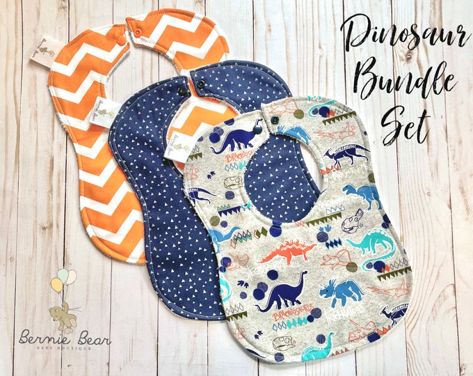 Dinosaur Baby Bib Gift Set | Dinosaur Bibs | Dinosaur Drool Bib | Boy ...