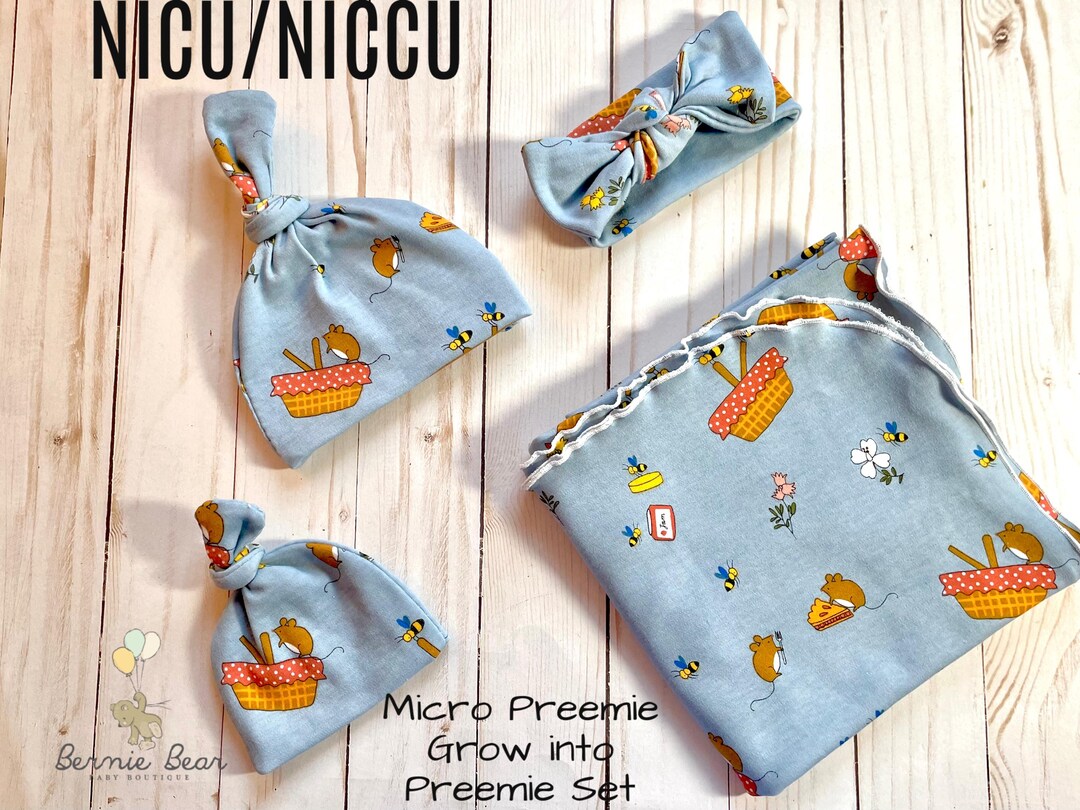 Micro Preemie Grow Into Preemie Swaddle Set | Preemie Hat | Girl NICU ...