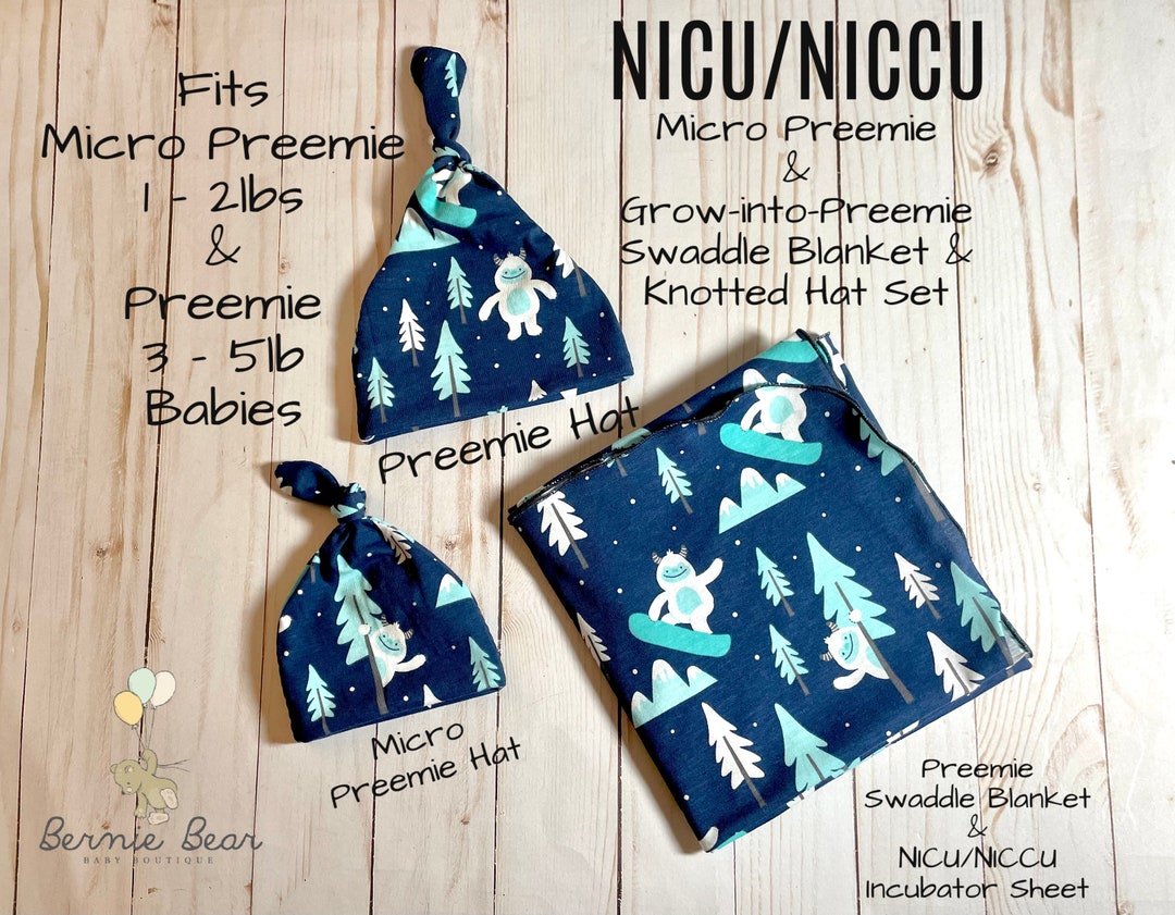 Yeti Micro Preemie & Preemie Gift Set | Yeti Knotted Preemie Hat | NICU ...