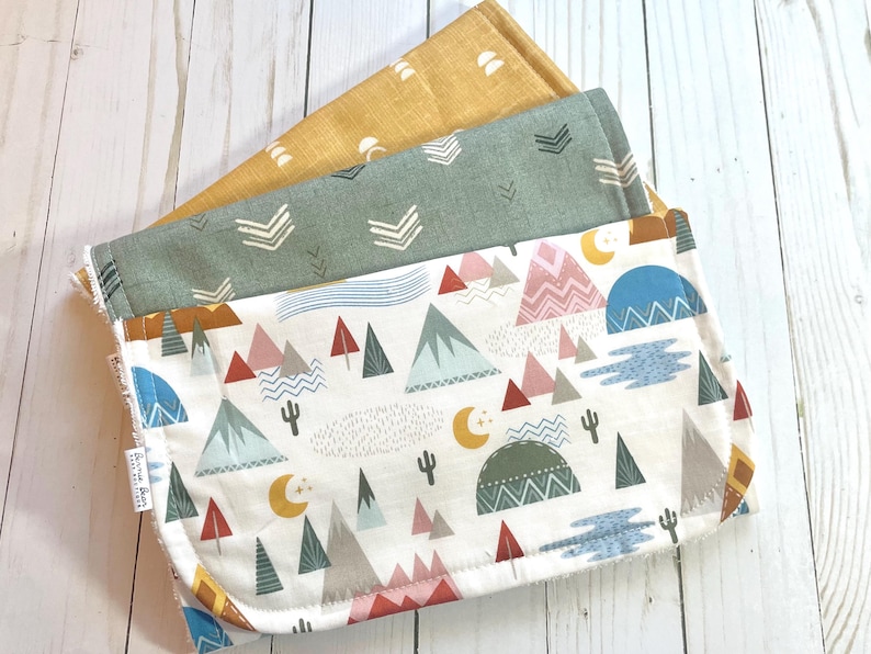 Boho Desert Burp Cloths: Cactus Theme, Green Burp Cloths, Mustard Burp ...