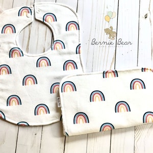 Floral Baby Bib, Boho Rainbow Baby Bib, Floral Burp Cloth, Boho Rainbow ...