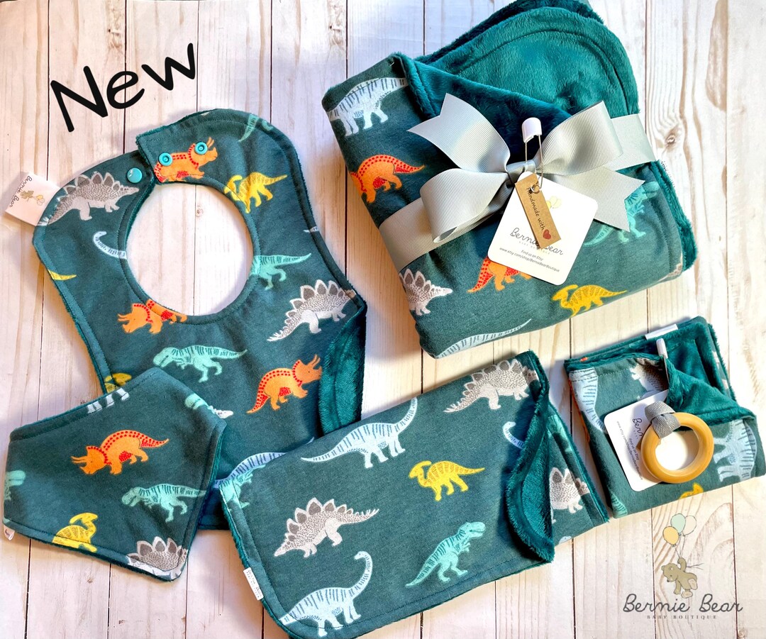 Dinosaur Baby Bib | Dinosaur Burp Cloth | Lovey Teether | Dinosaur ...