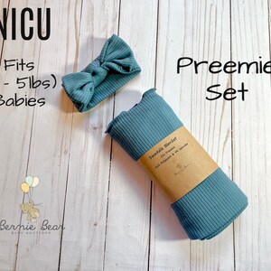 Micro Preemie & Preemie Gift Set Ribbed Knit Knotted Preemie Hat NICU ...