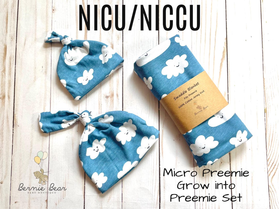 Micro Preemie & Preemie Gift Set | Happy Clouds Knotted Preemie Hat ...