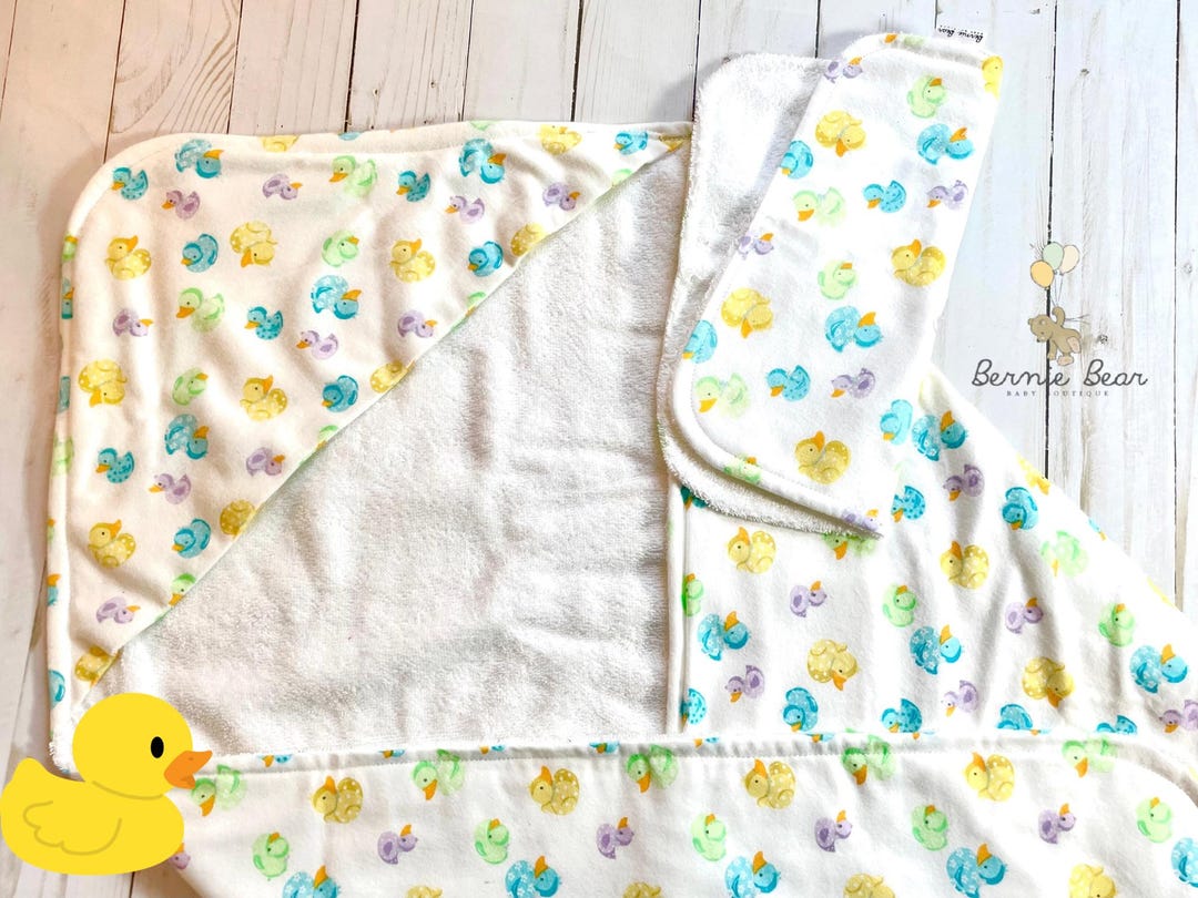 Hooded Rubber Duck Bath Towel | Rubber Duck Washcloth | Baby Washcloth ...