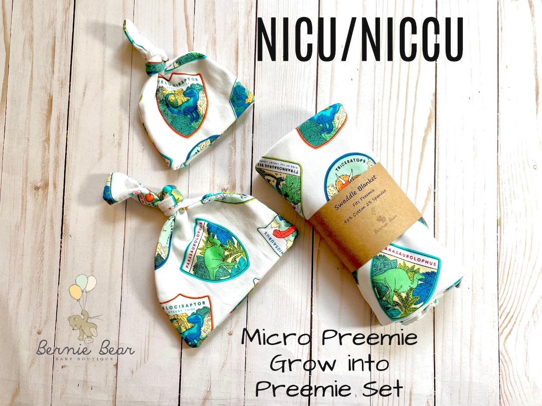 Micro Preemie & Preemie Gift Set | Dinosaur Knotted Preemie Hat | NICU ...