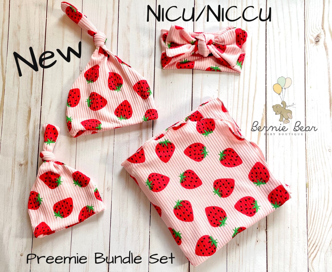Micro Preemie Grow Into Preemie Swaddle Set | Preemie Hat | NICU Micro ...