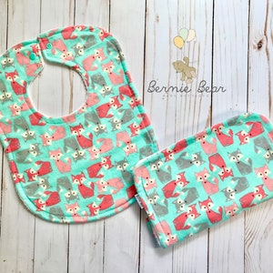 Fox Baby Bib | Fox Burp Cloth | Woodland Animal Gift Set | Fox Drool ...