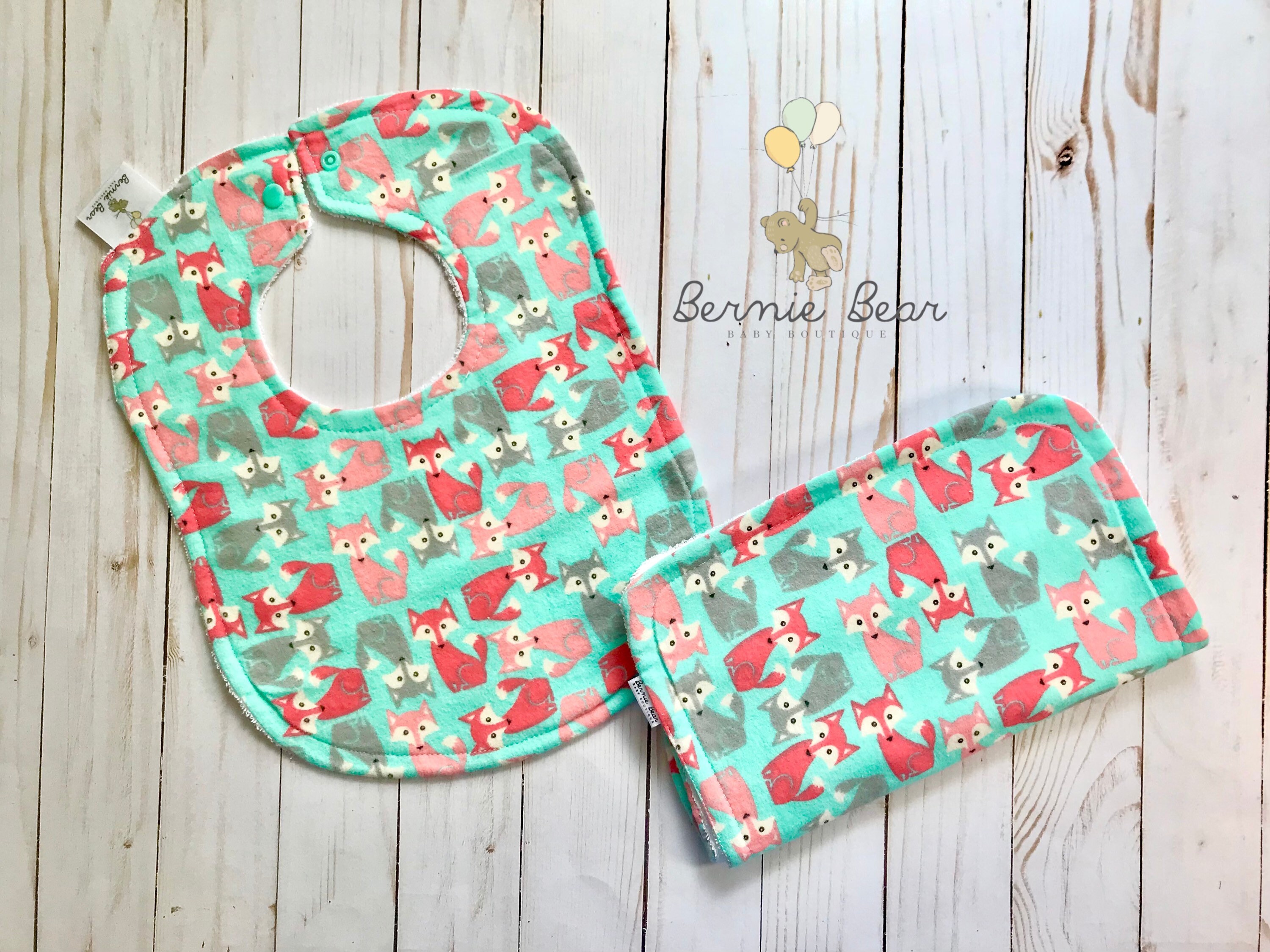 Fox Baby Bib | Fox Burp Cloth | Woodland Animal Gift Set | Fox Drool ...
