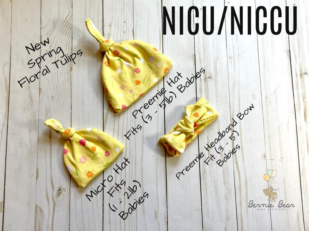 Spring Floral Preemie Hat | NICU Preemie Knotted Hat | Micro Tulip Hat ...