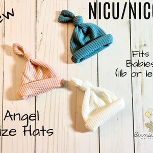 Personalized NICU Micro Preemie Knotted Hats: Preemie Bow | Angel Hat ...