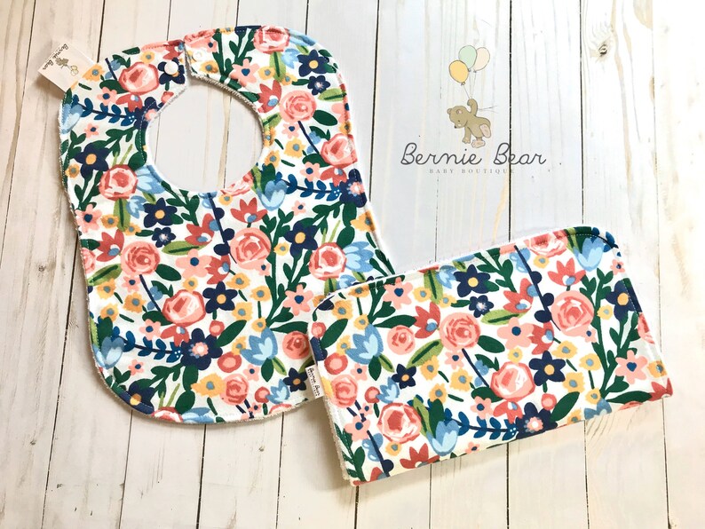Floral Baby Bib, Boho Rainbow Baby Bib, Floral Burp Cloth, Boho Rainbow ...